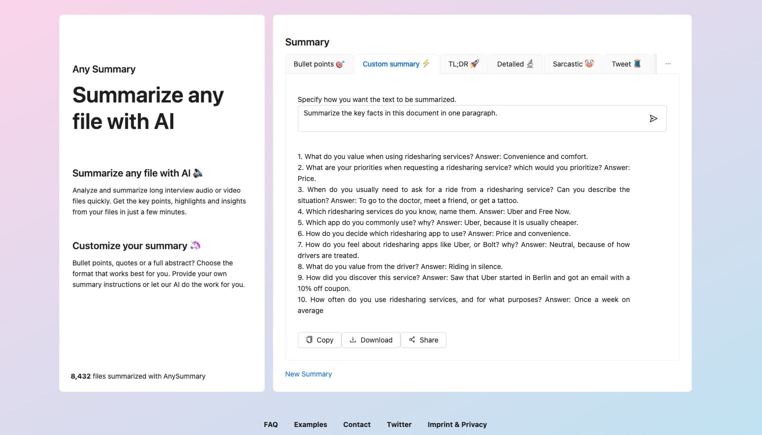 Any Summary - AI Tools | AI Tools