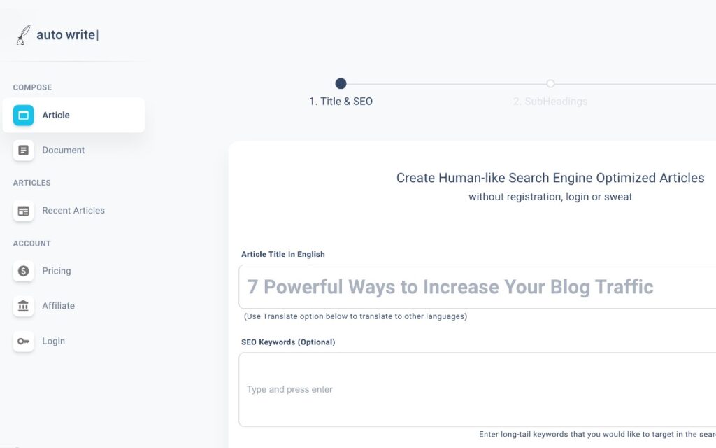 AutoWrite - Create Human-like AI articles - AI Tools | AI Tools